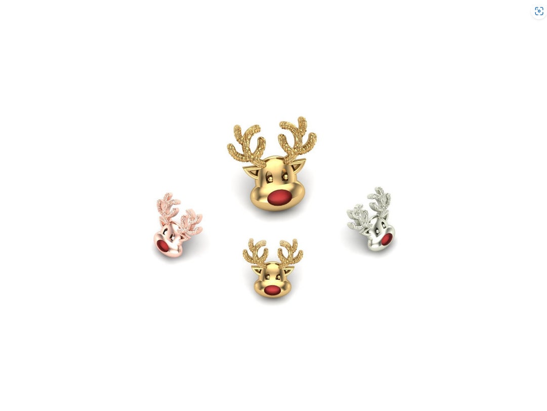 14K Solid Gold Reindeer Holiday Piercing Jewelry - 25g Threadless & 14g ...