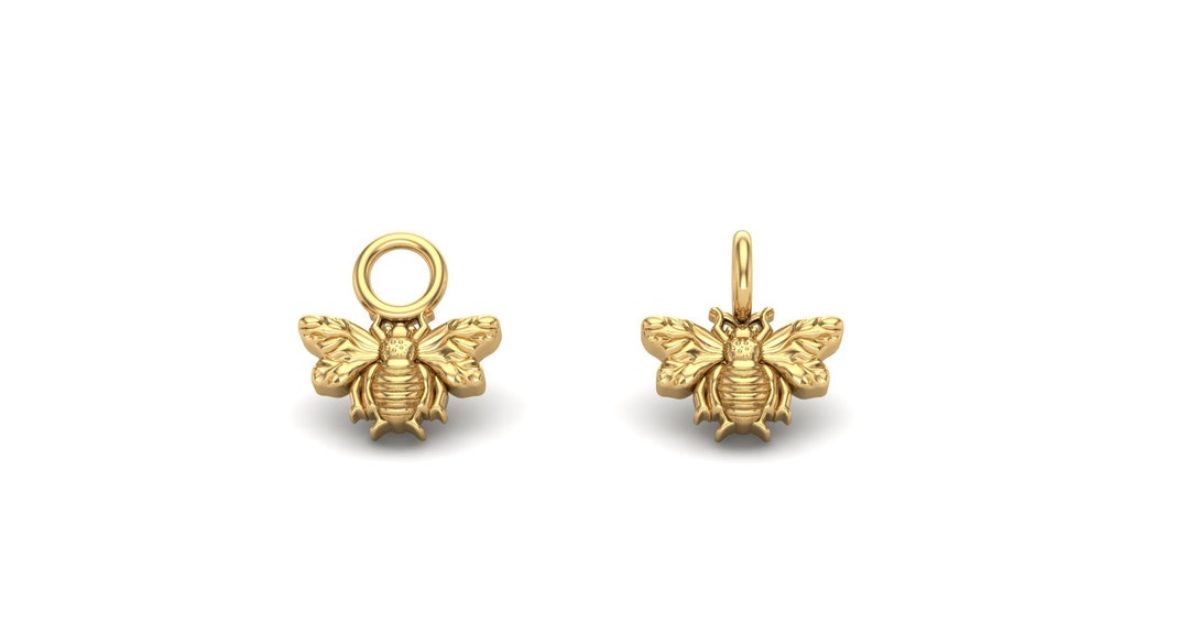14K Solid Gold Bumble Bee Charm Piercing – Yellow Rose White Gold Body ...
