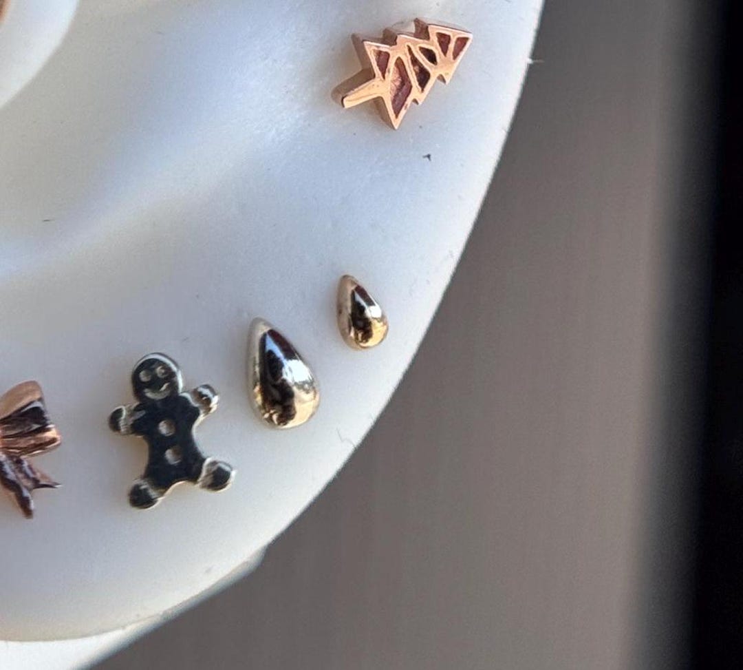 14K Solid Yellow, Rose, White Gold Half Drop Piercing, Body Jewelry ...