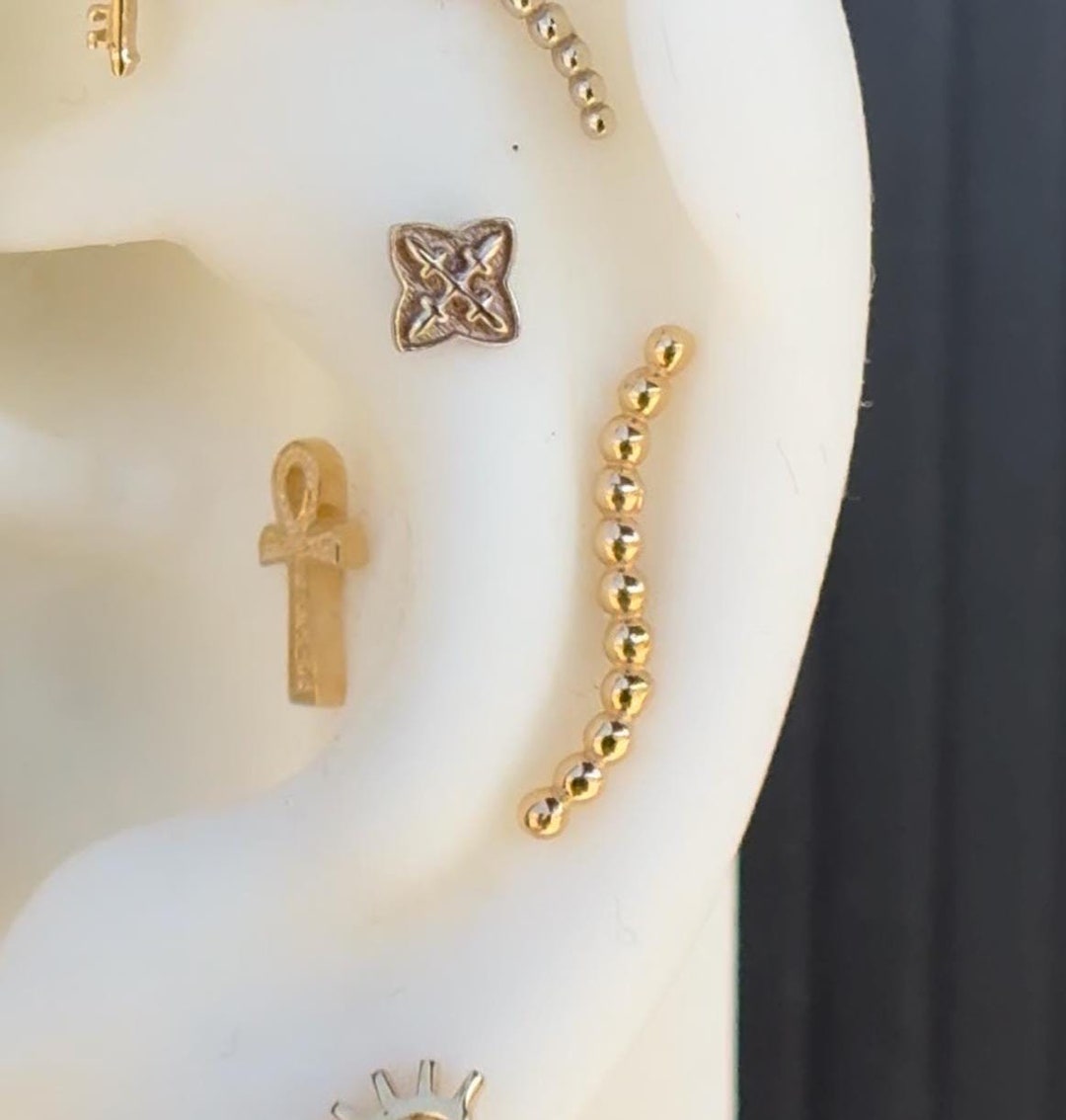 14K Solid Gold Snake Ball Piercing: Threadless & Threaded 14g 16g 25g ...