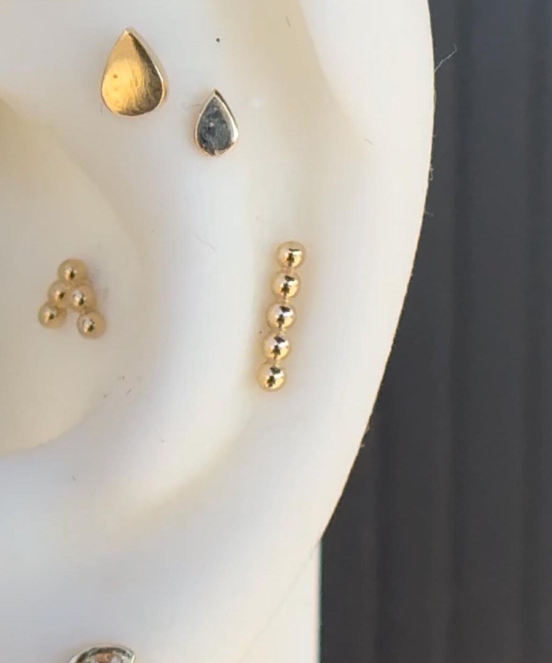 14K Solid Yellow, Rose, White Gold Lined Balls Piercing, Body Jewelry ...