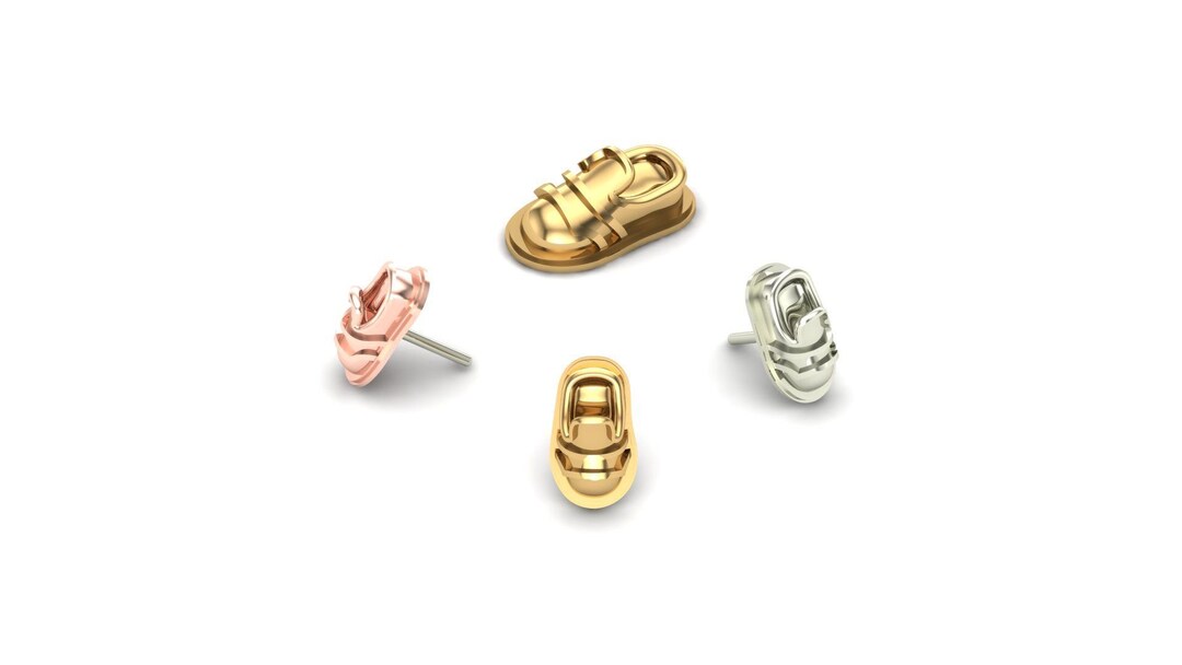 14k Solid Gold Shoe Piercing: Threadless or Threaded Flat Back ...