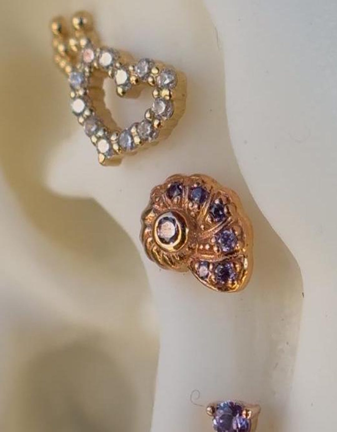 14K Solid Yellow, Rose, White Gold Shark Eye Piercing With CZ, Body ...