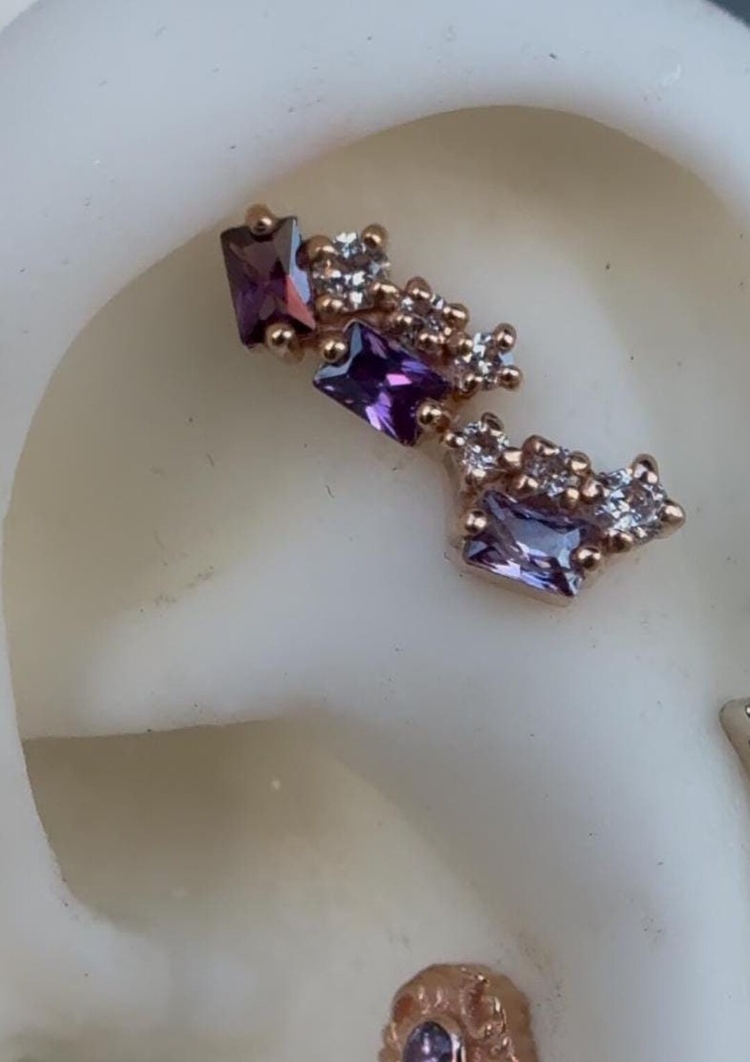 14K Solid Yellow, Rose, White Gold Anna Piercing With Half CZ, Big or ...