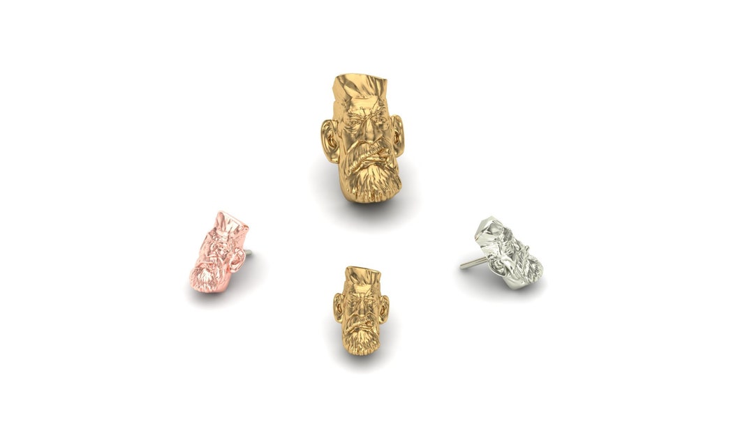 14K Solid Yellow, Rose, White Gold the Smoker Piercing, Body Jewelry ...