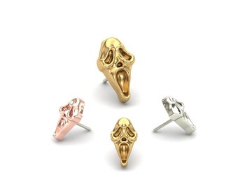 14K Solid Yellow Rose White Gold Ghost Piercing Body | Etsy