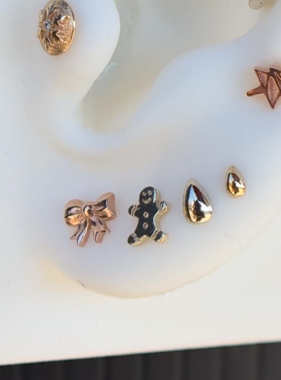 14K Solid Yellow, Rose, White Gold Gingerbread Piercing, Body Jewelry ...