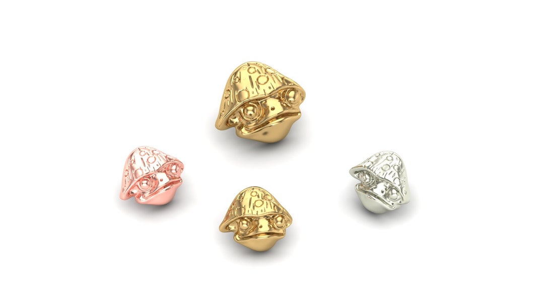 14K Solid Yellow, Rose, White Gold Mushroom Frog Piercing, Body Jewelry ...