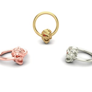 14K Solid Yellow, Rose, White Gold Mummy Ring, Body Jewelry, Seamless ...