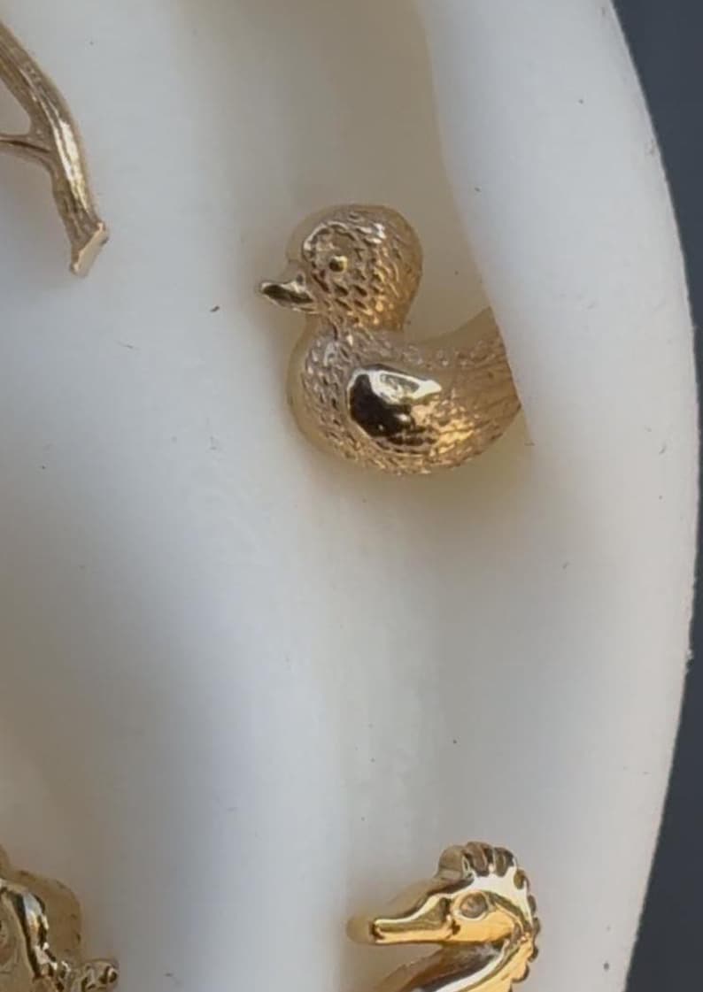 14K Solid Gold Duck Animal Piercing: Threadless & Threaded Body Jewelry ...