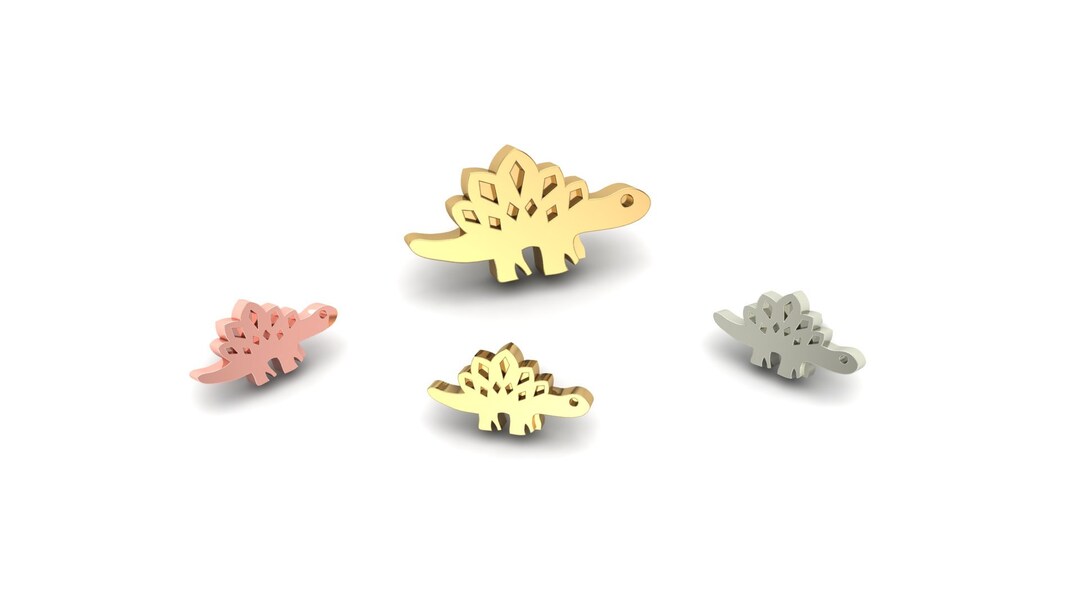 14K Solid Yellow, Rose, White Gold Dino Piercing, Body Jewelry, 25g ...
