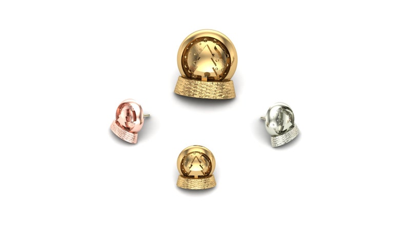 14K Solid Gold Snow Globe Piercing Jewelry: 25g Threadless 14g 16g ...