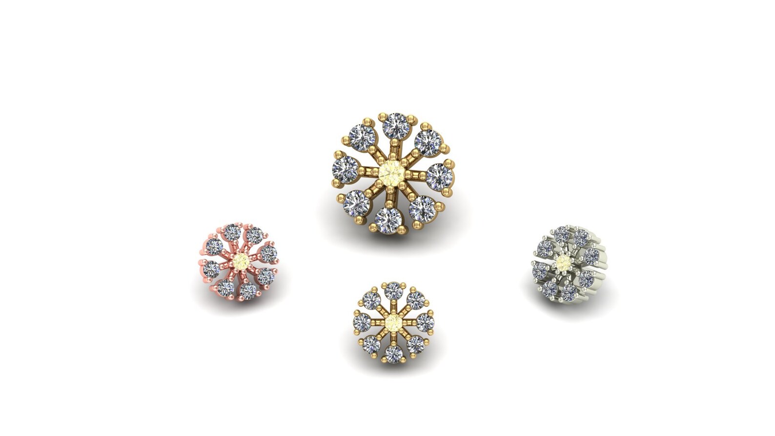 14K Solid Yellow, Rose, White Gold Aurora With Center CZ Piercing, Body ...