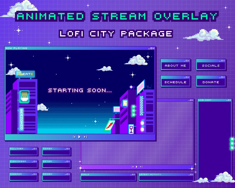 Animated Lofi Twitch Overlay Package | Windows Overlay | V-tuber ...