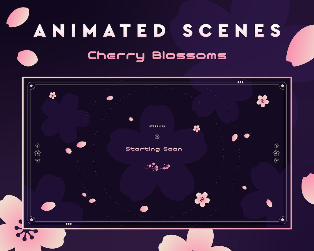 Animated Cherry Blossom Twitch Overlay | Animated Sakura Overlay ...