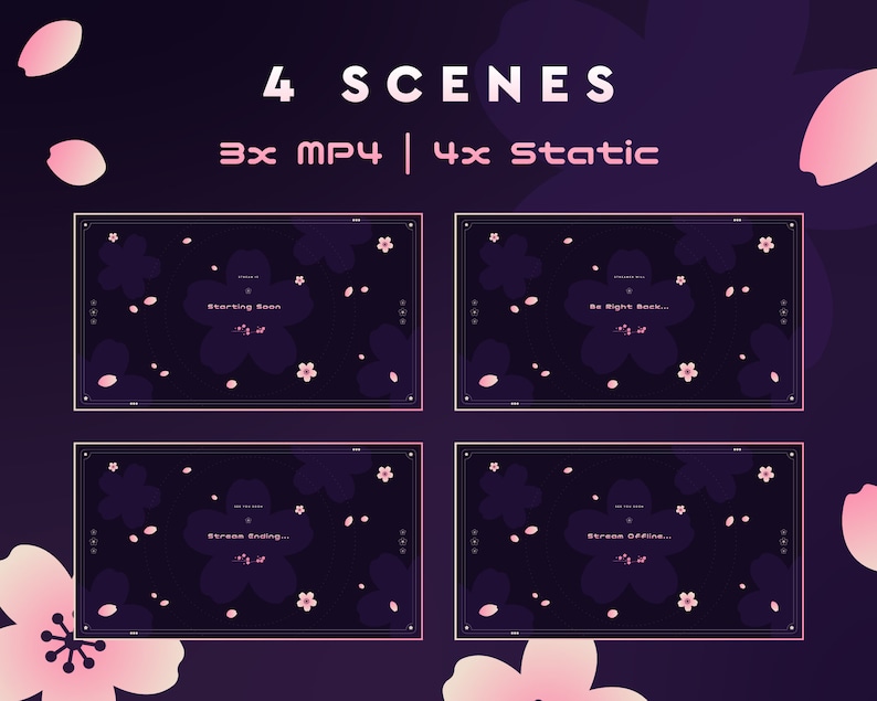 Animated Cherry Blossom Twitch Overlay | Animated Sakura Overlay ...