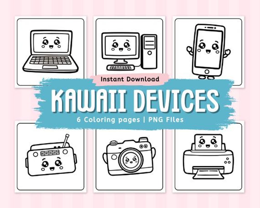 Kids Colouring Book: Kawaii Devices Colouring Book for Kids by La Casa ...