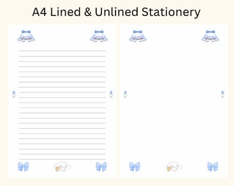 Blue HK Inspired Digital Printable Paper A4 Instant Download Lined and ...