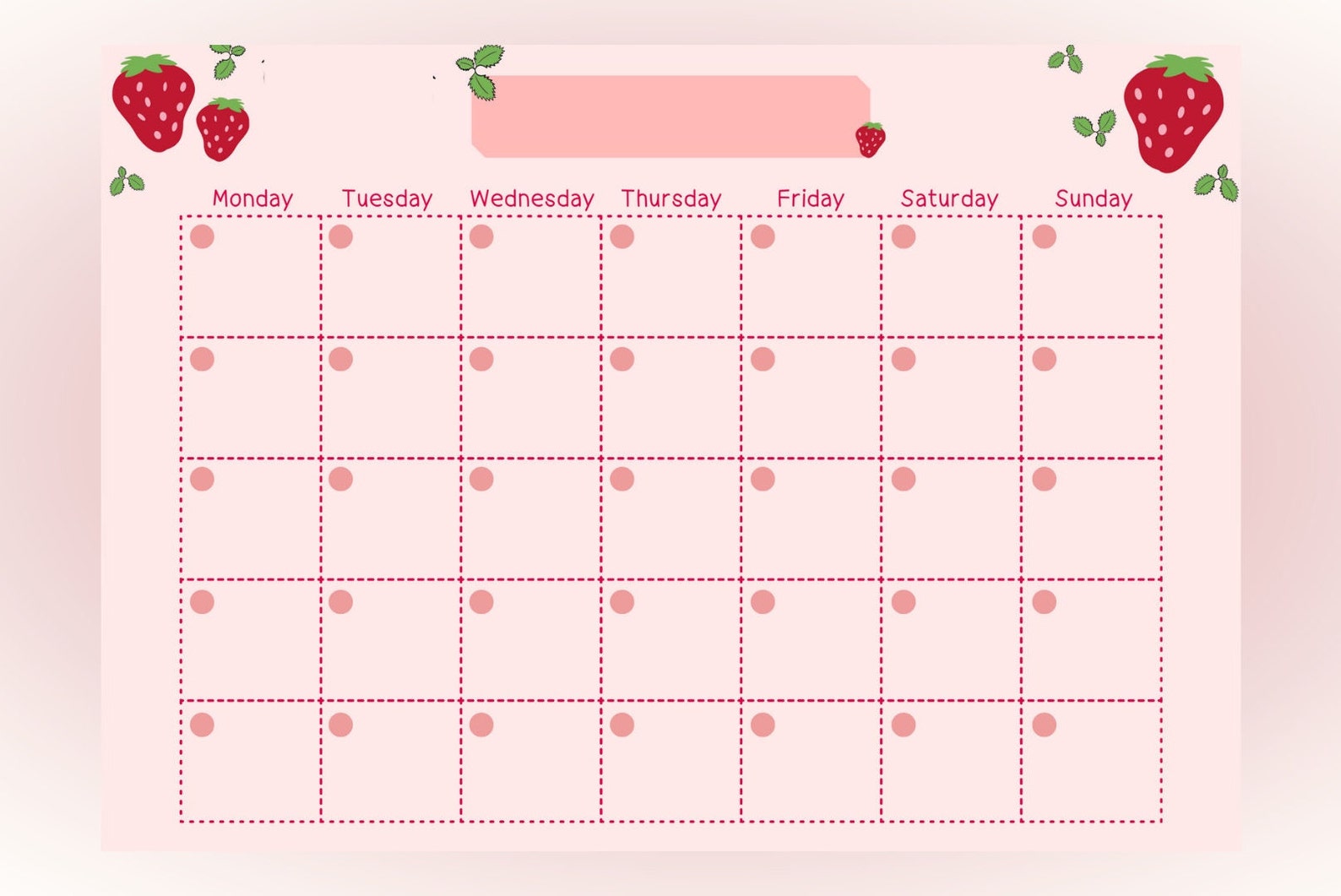 Printable Planner | Strawberry | Monthly Calendar | Digital Planner ...