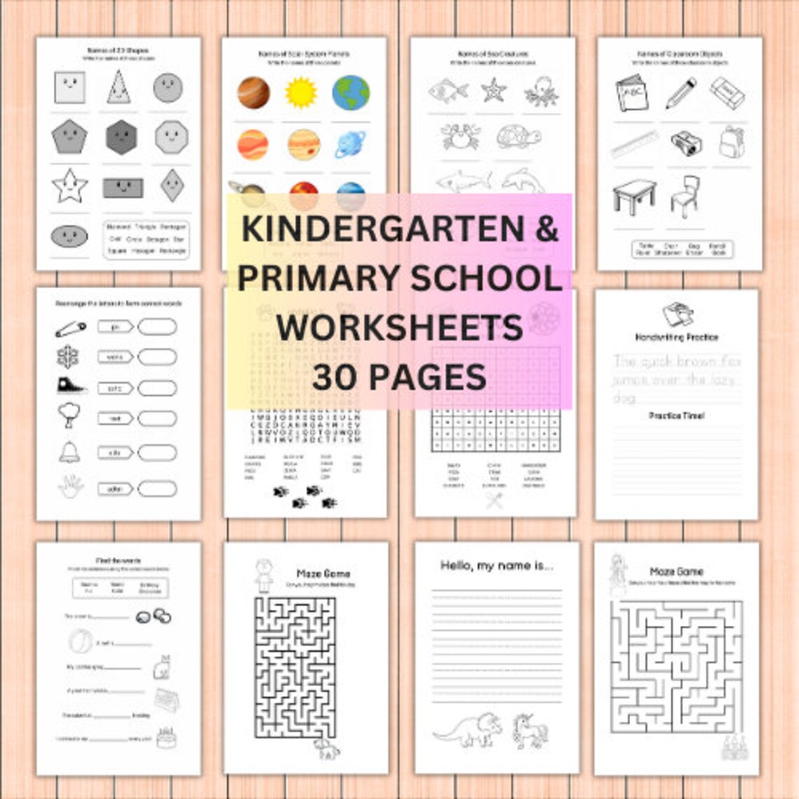 30 Printable Kindergarten & Early Primary School Worksheets | English ...