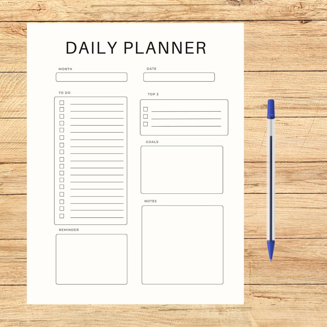 Daily Planner A4 Digital Planner Minimal Organisation - Etsy