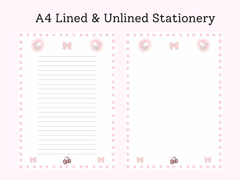 Pink Bow HK Inspired Digital Printable Paper A4 | Instant Download ...