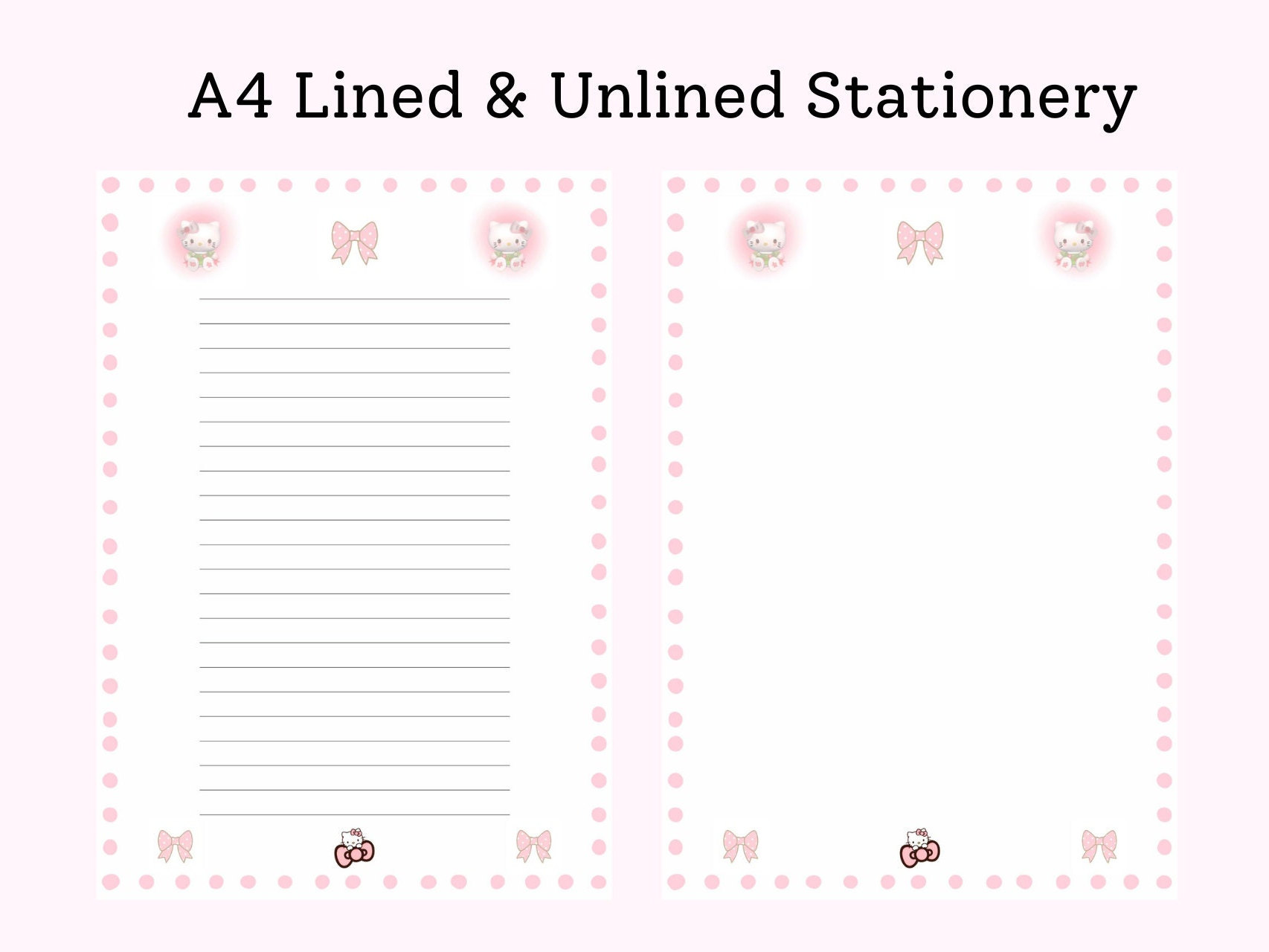 Pink Bow HK Inspired Digital Printable Paper A4 | Instant Download ...