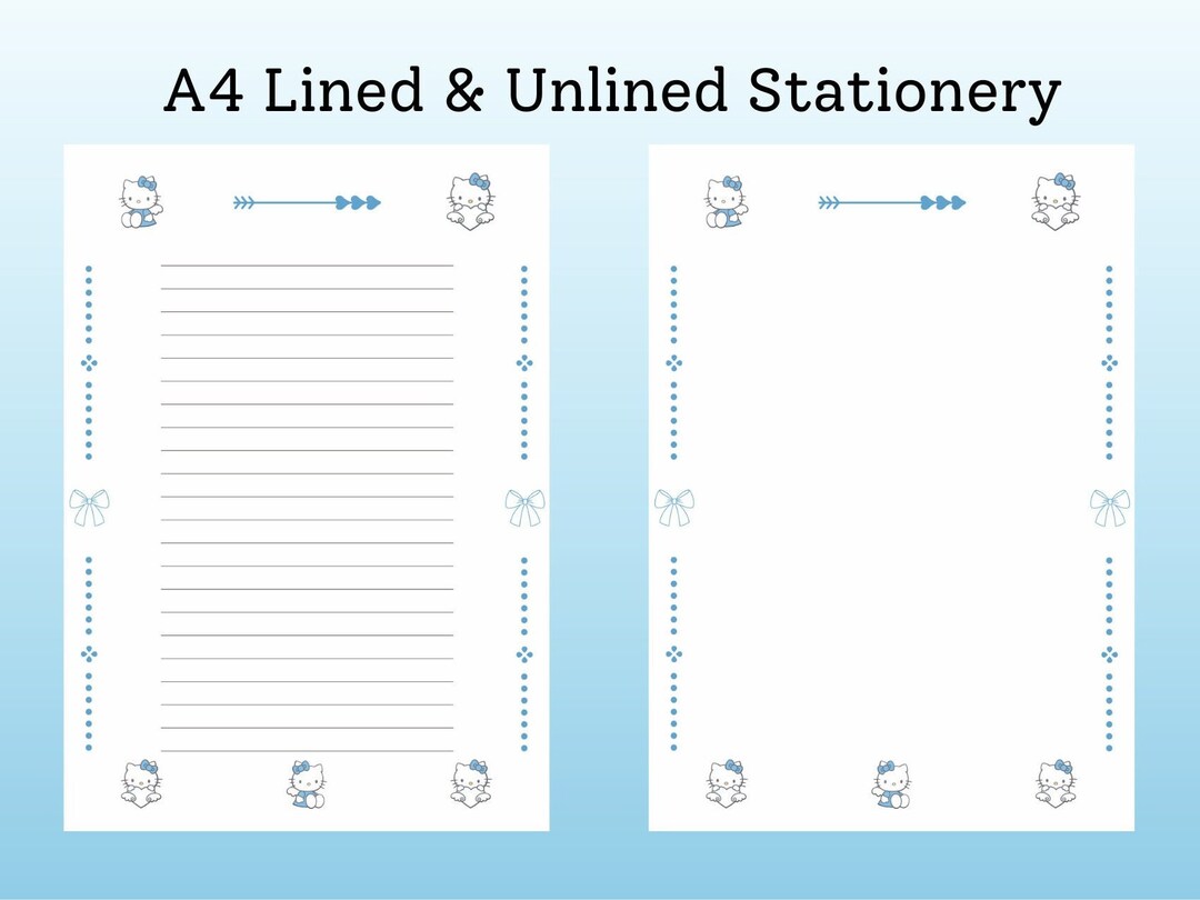 Blue HK Inspired Digital Printable Paper A4 | Instant Download | Lined ...