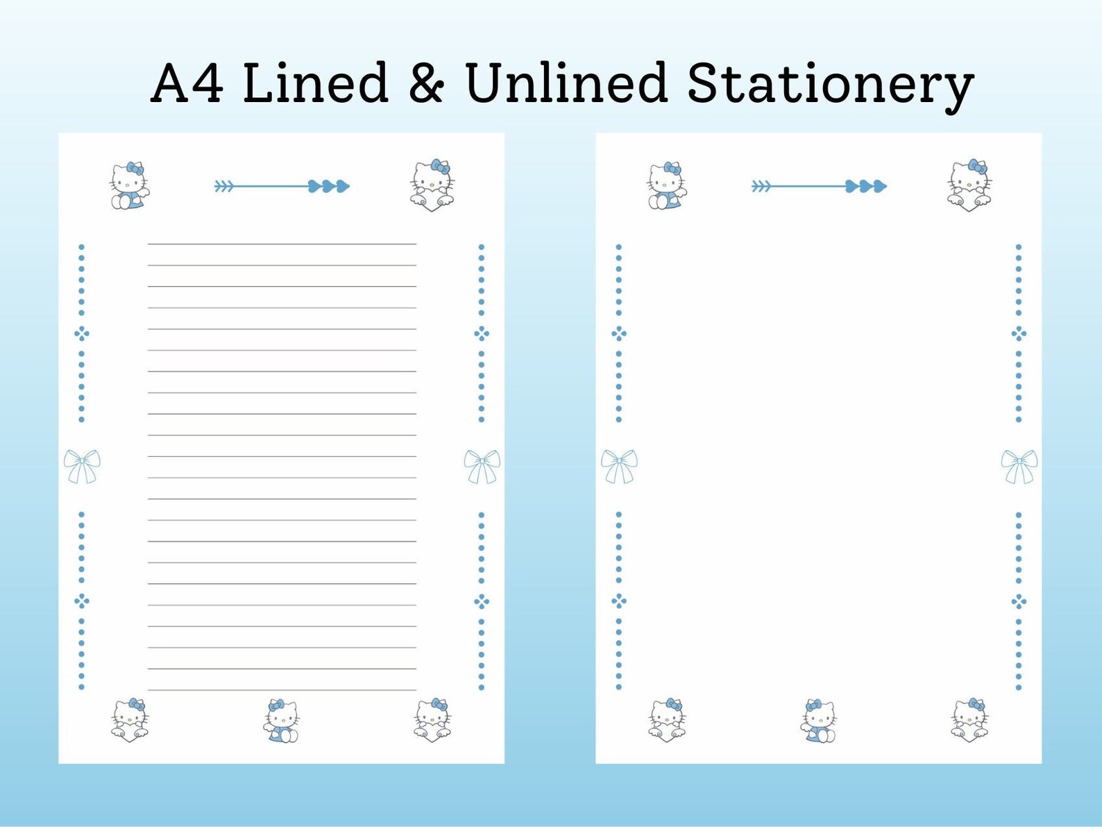 Blue HK Inspired Digital Printable Paper A4 | Instant Download | Lined ...