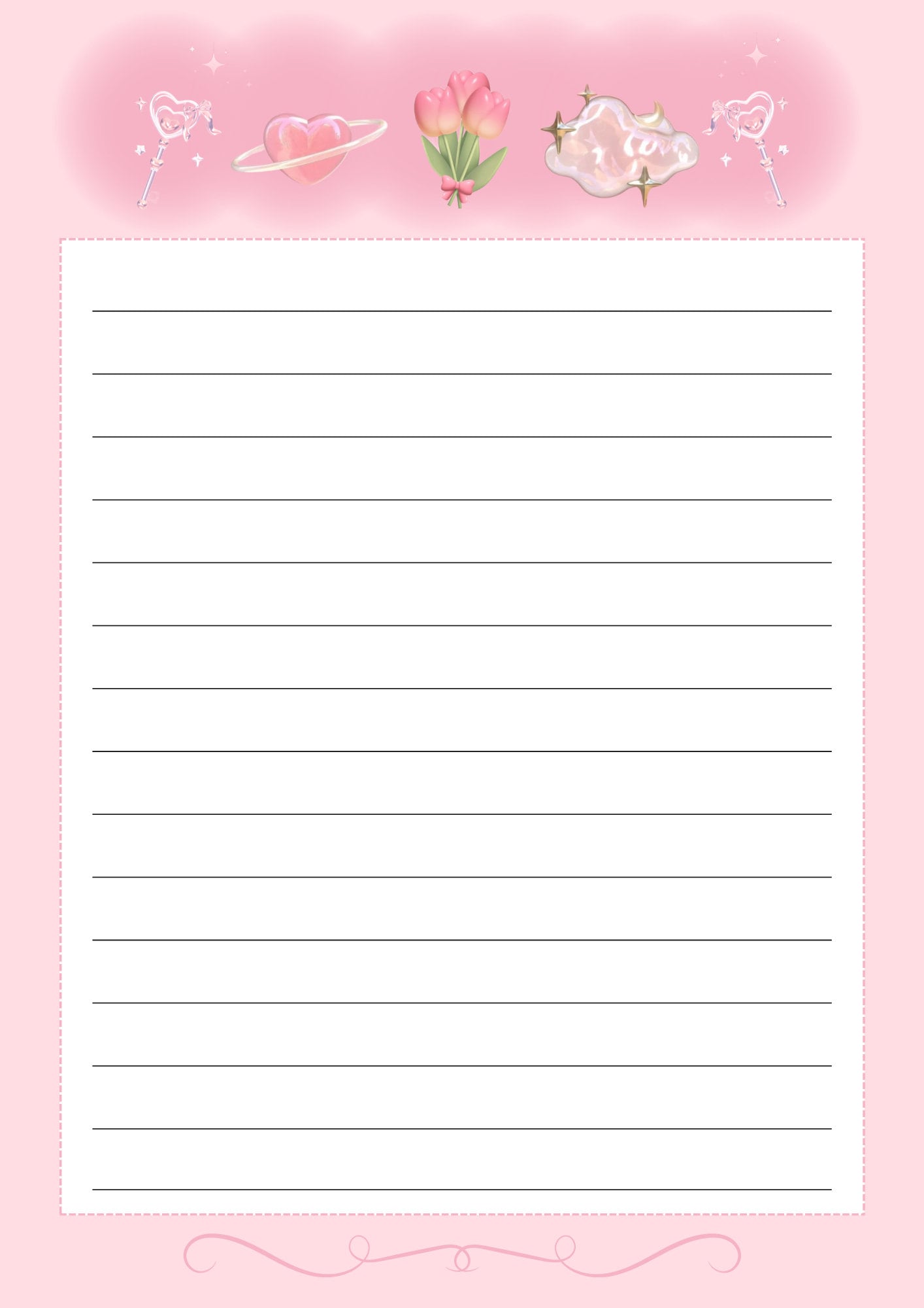 Printable Paper Bundle of 6 Lined Paper Digital Download & Print ...