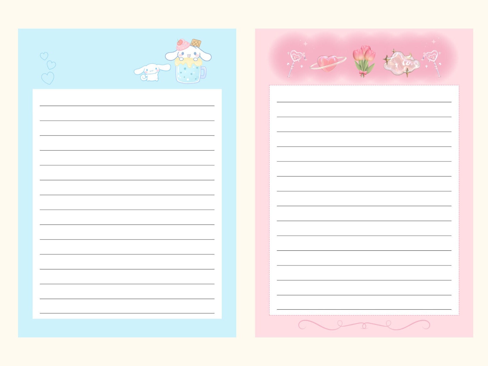 Printable Paper Bundle of 6 Lined Paper Digital Download & Print ...
