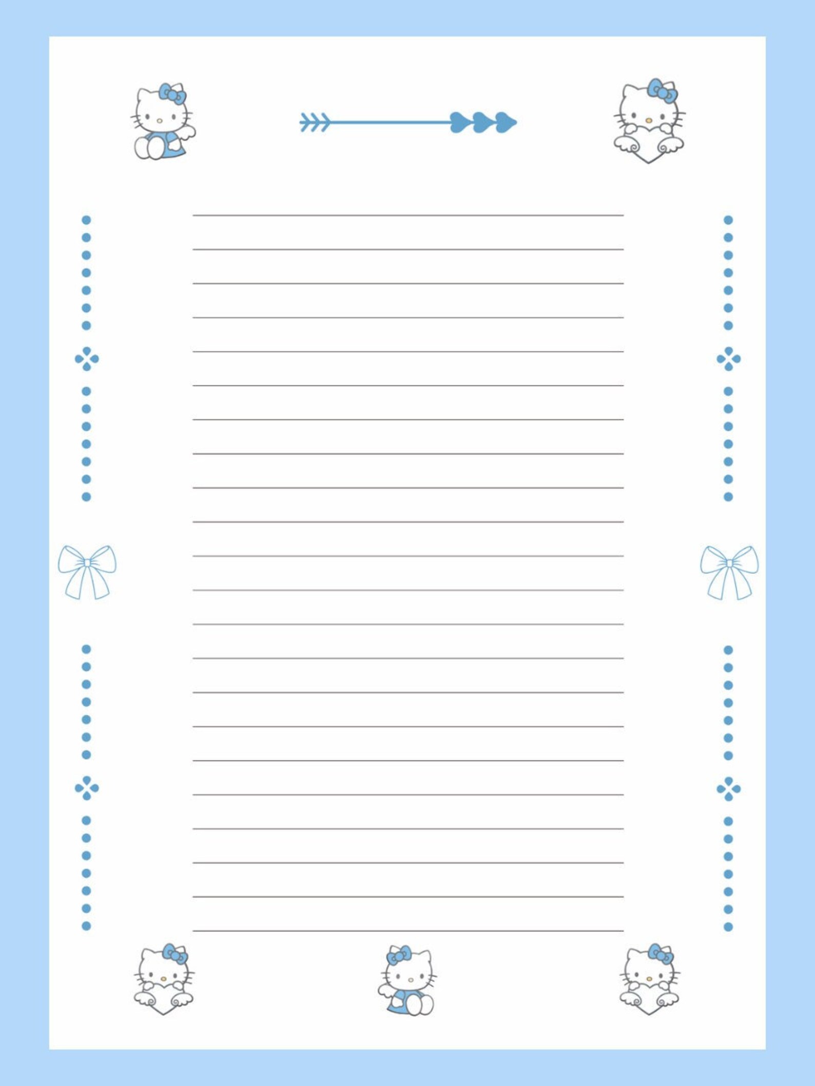 Blue HK Inspired Digital Printable Paper A4 | Instant Download | Lined ...