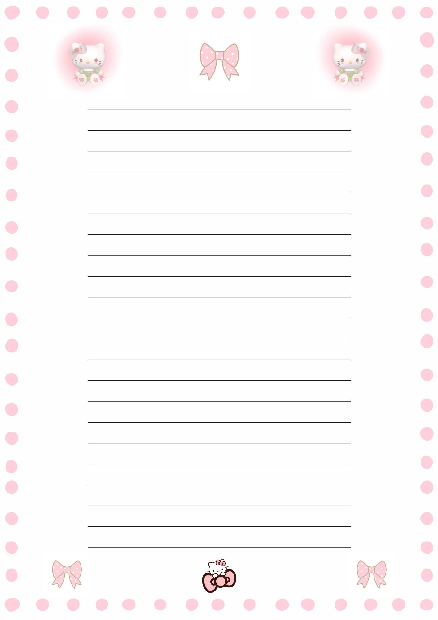 Pink Bow Stationery A4 Printable Paper | Lined & Unlined (digital ...