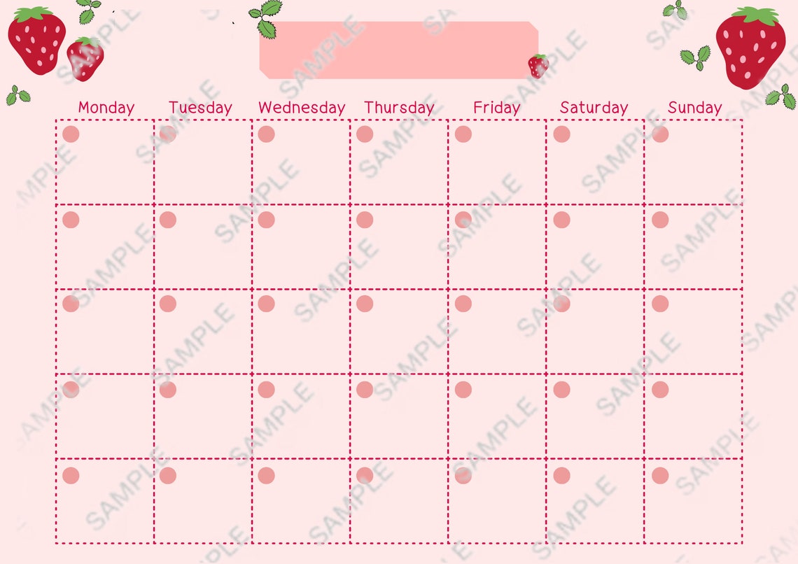 Printable Planner | Strawberry | Monthly Calendar | Digital Planner ...