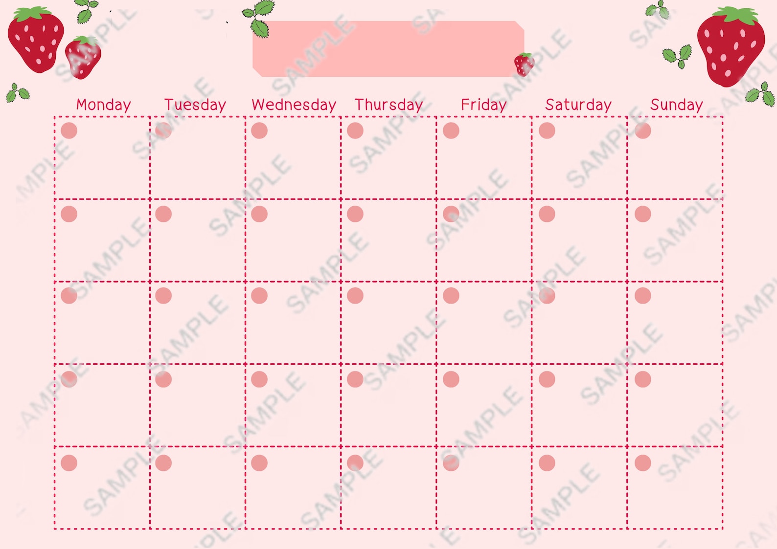 Printable Planner | Strawberry | Monthly Calendar | Digital Planner ...