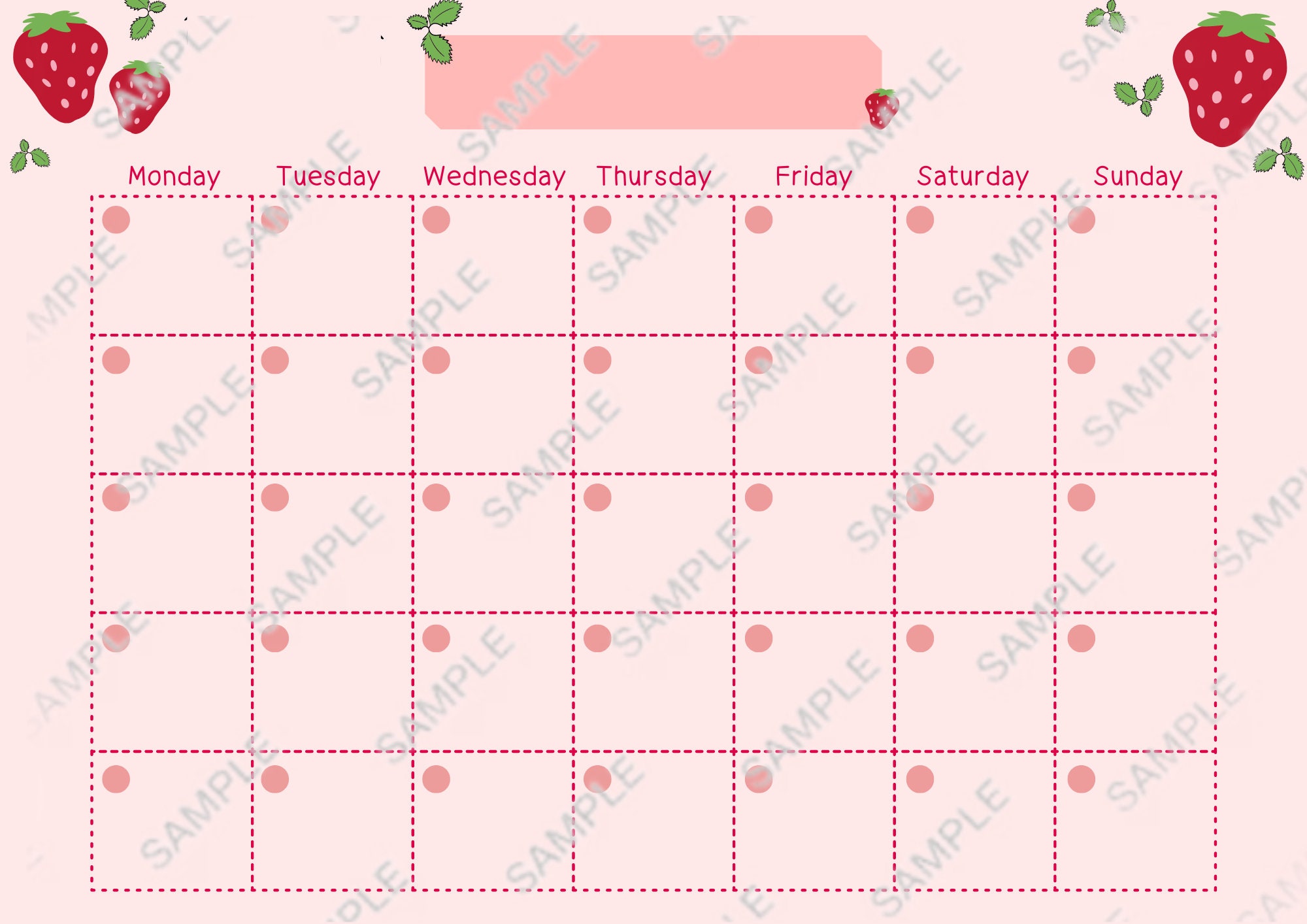 Printable Planner | Strawberry | Monthly Calendar | Digital Planner ...