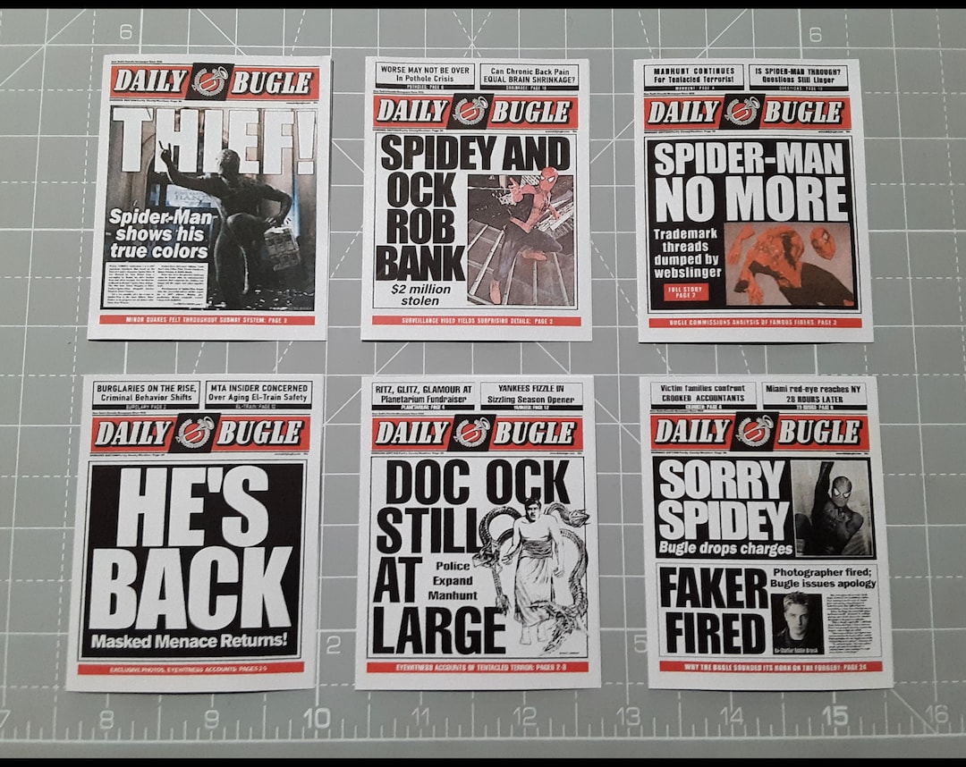 Printable 1/6 Scale Daily Bugle Newspaper Covers Set 2 for 12 Inch ...