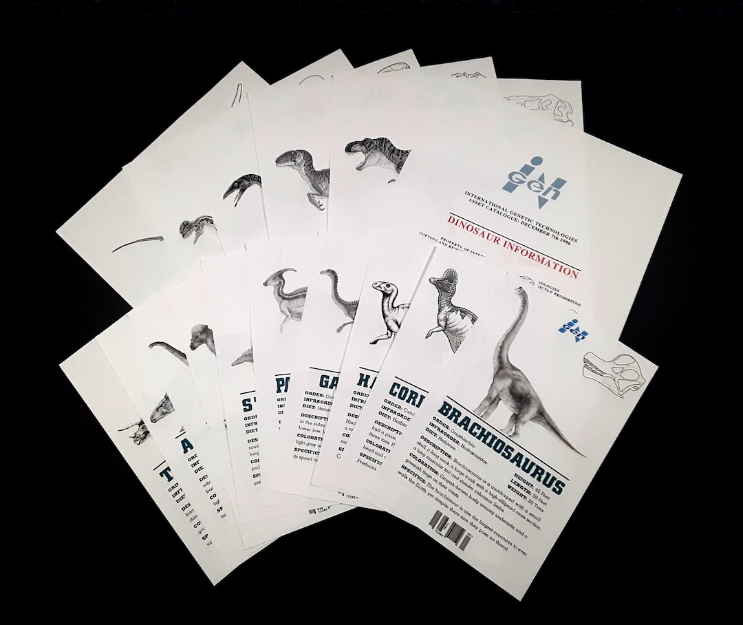 Jurassic Park Lost World Non-laminated Ingen List Dinosaur Information ...