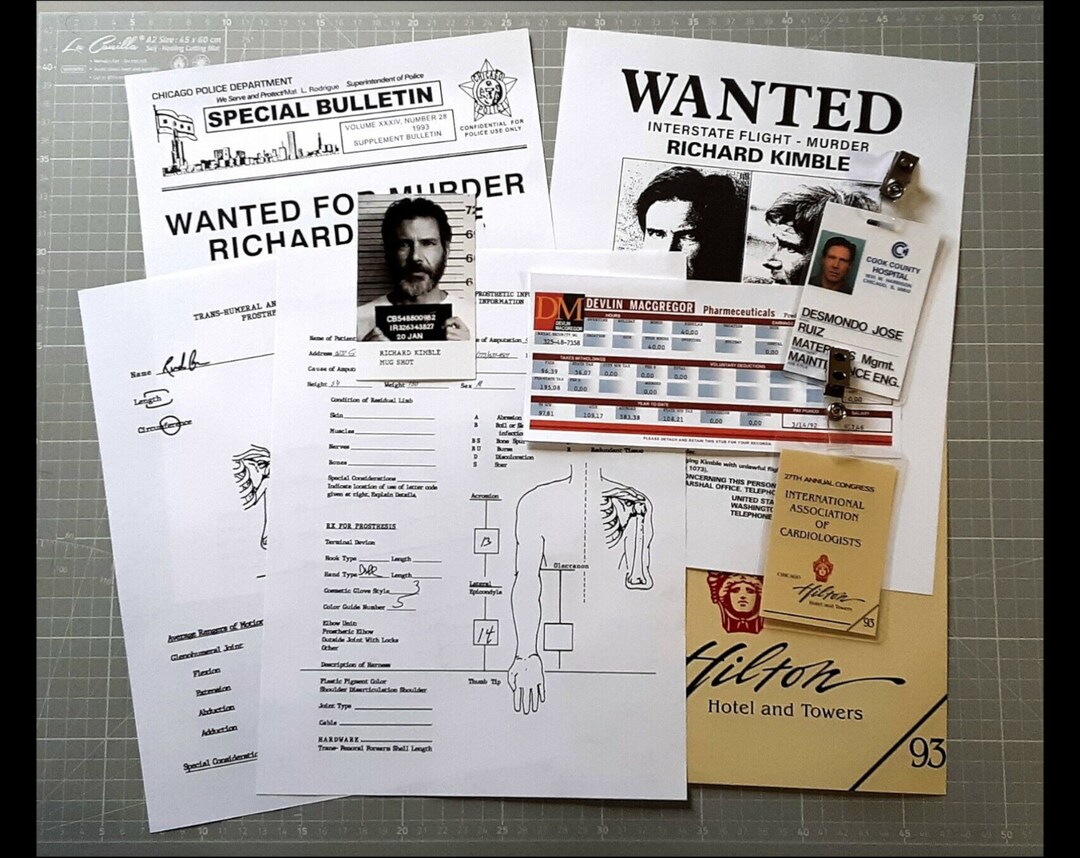 Printable Files & Document Prop Replicas Set From the Fugitive 1993 ...