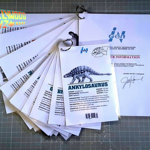 Jurassic Park the Lost World Ingen Dinosaur Information Sheet - Etsy