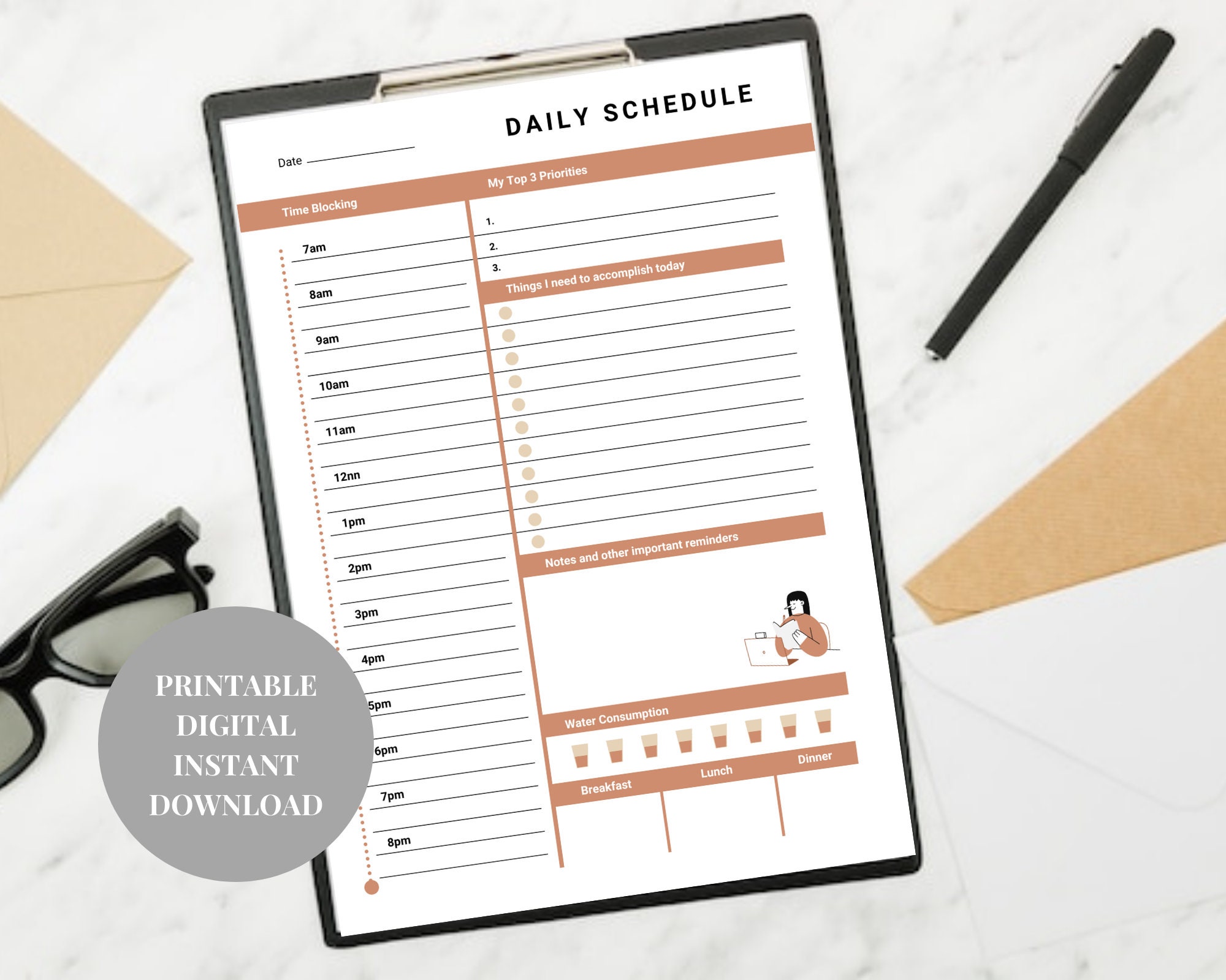 Daily Time Blocking Schedule Planner Weekly Planner Daily - Etsy