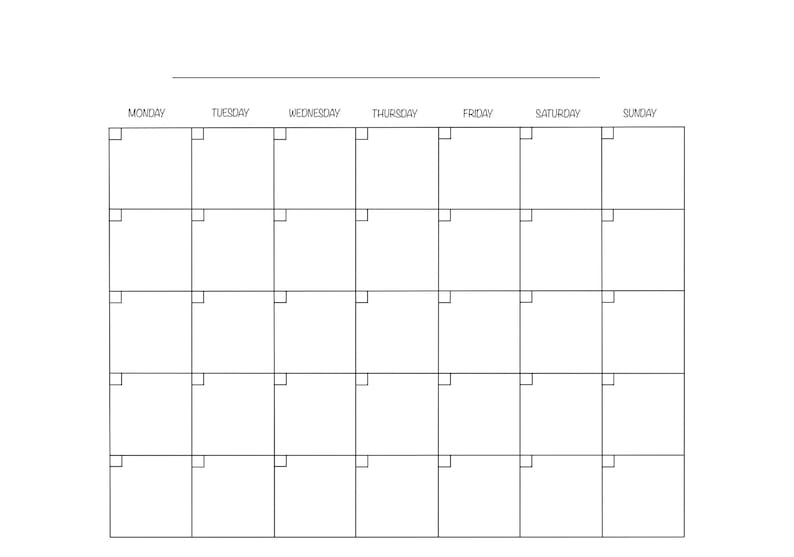 Calendrier mensuel vierge imprimable - Etsy France