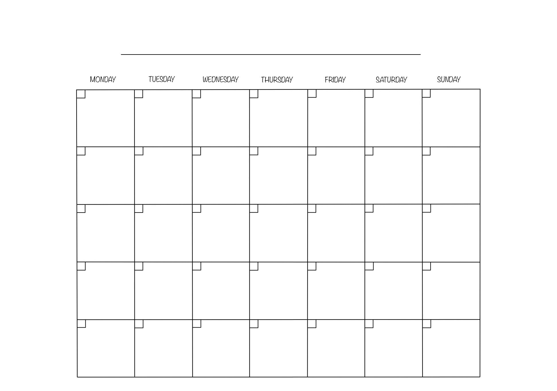 Printable Calendar Blank Month