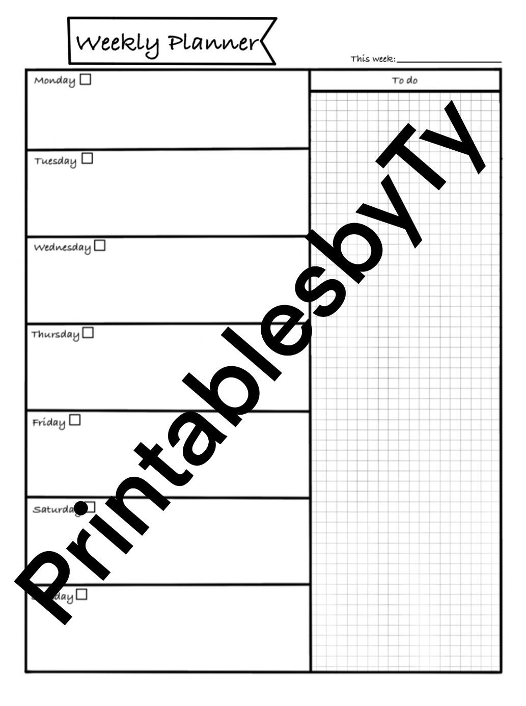Undated Printable Weekly Planner - Etsy