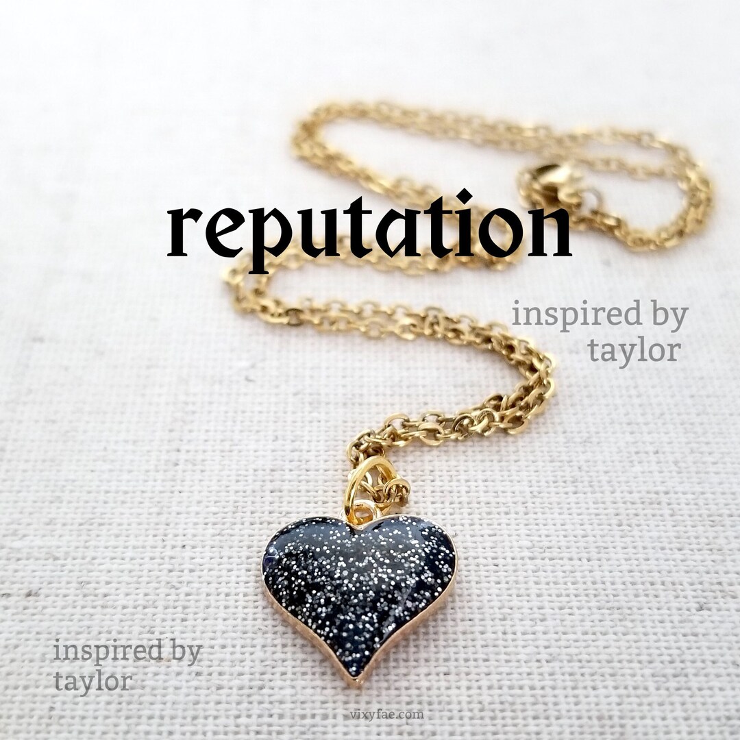 Reputation Black Glitter Heart Necklace Inspired by Tay 18 Gold Color ...