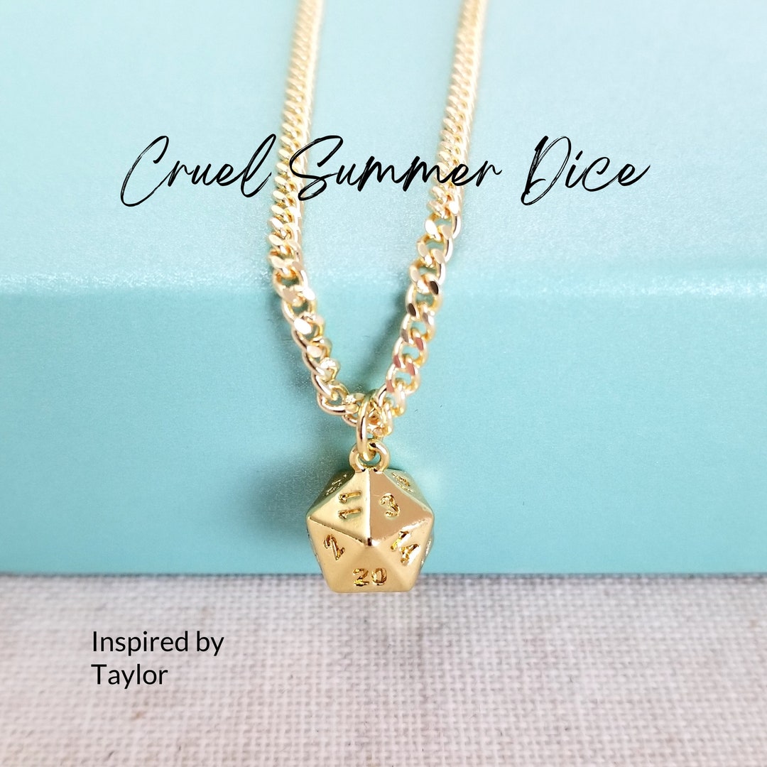 Gold Dice Cruel Summer Necklace | 18K Gold Pendant With 18K Cuban Gold ...