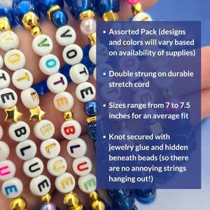 Vote Blue Glitter Friendship Bracelets Pack Save Democracy Fight for ...