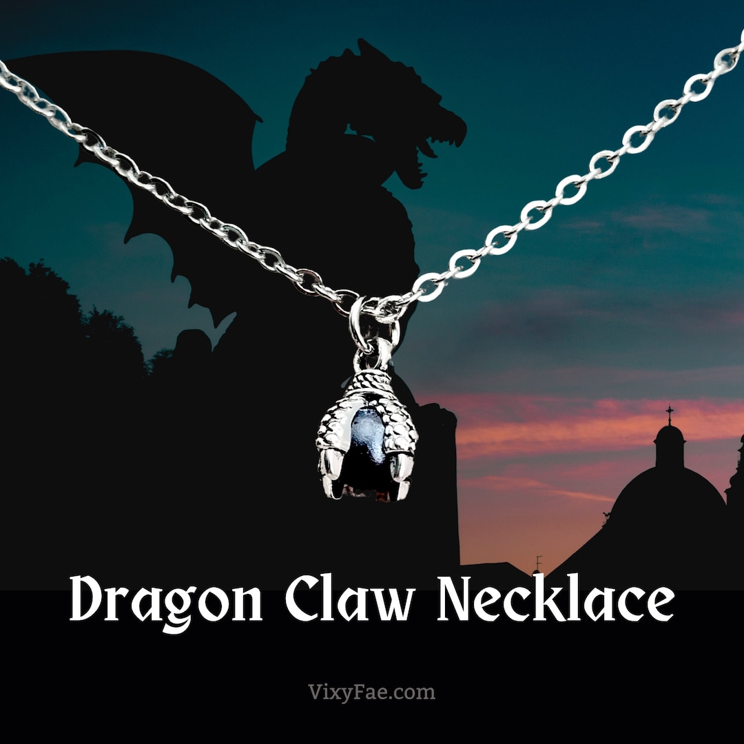 Dragon Claw Pendant Necklace for Women | 18" Silver Stainless Steel ...