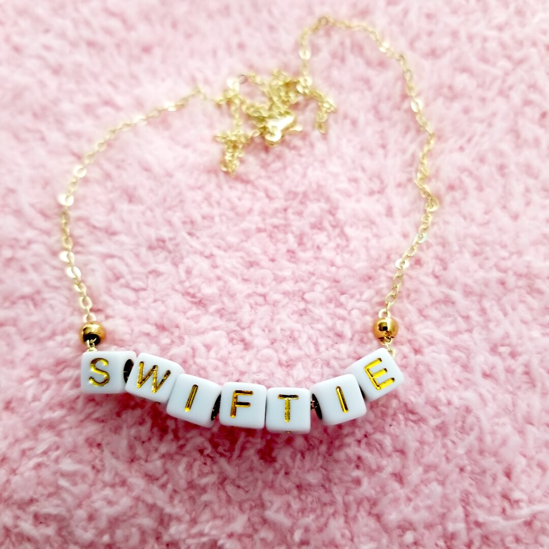 Custom Swifty Gold Necklace | 18" 14K Gold Plated Brass Link Chain W/ 2 ...