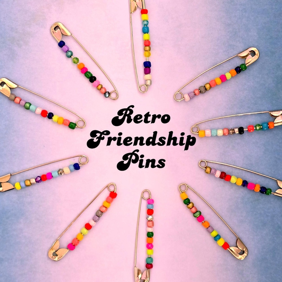 80's Retro Friendship Pins 2.2 Inch Silver Pins Colors & Designs Vary ...